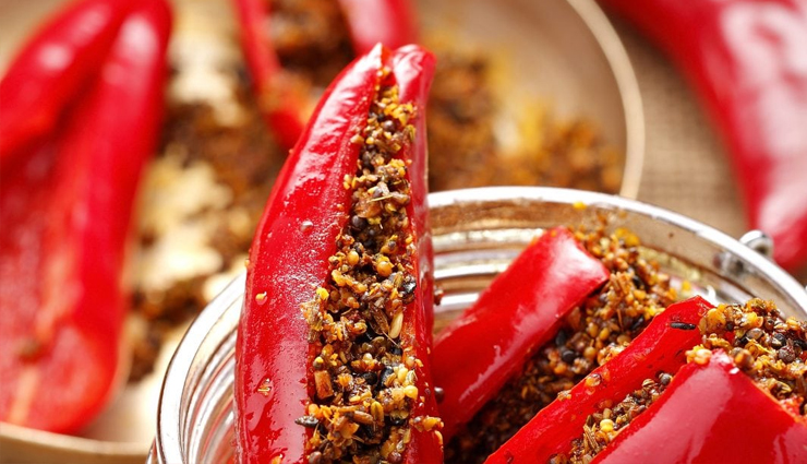 Recipe- Most Popular Stuffed Red Chilli Pickle - lifeberrys.com